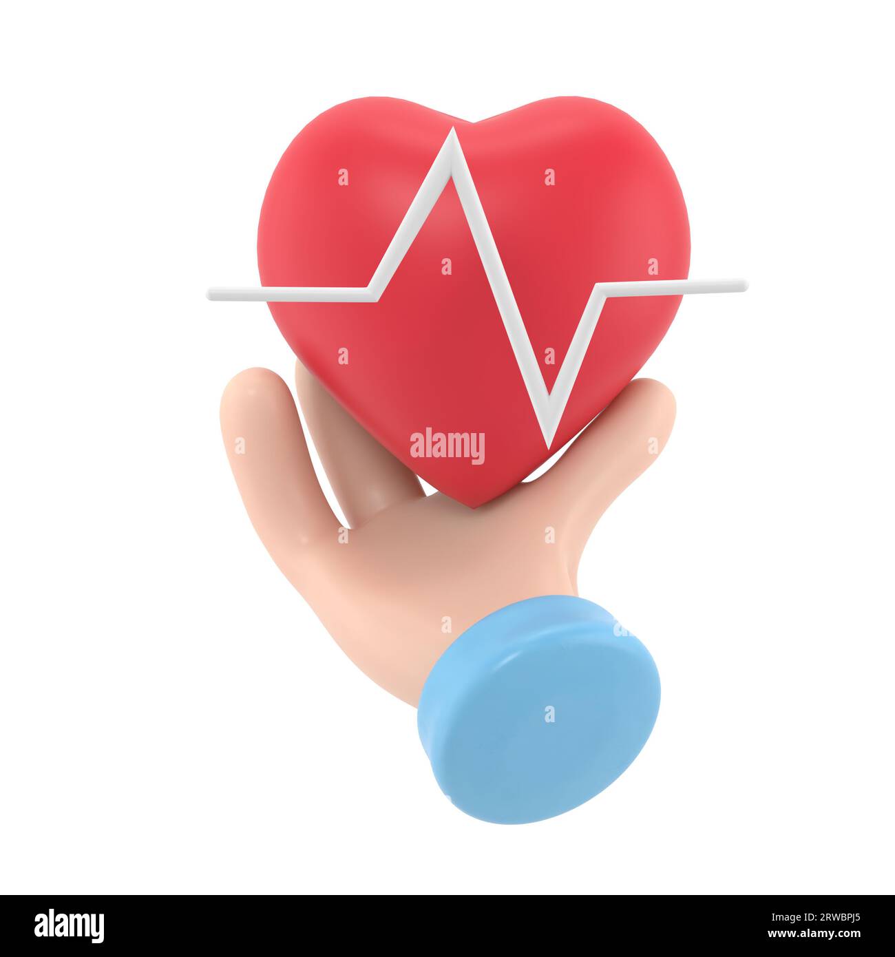 3d render. Medical heart rate icon. Doctor or cardiologist cartoon hand ...