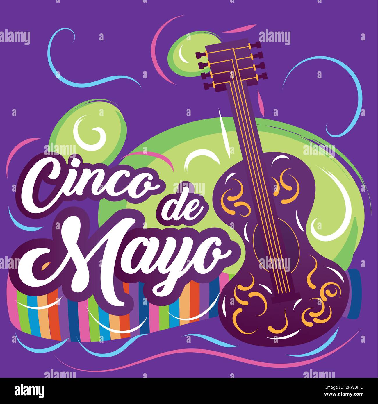 Traditional mexican guitar Cinco de mayo poster Vector Stock Vector ...