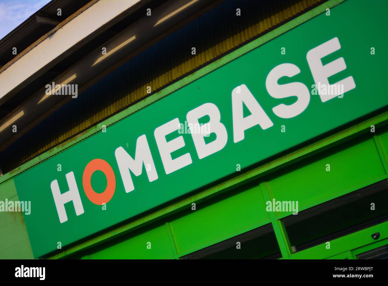Homebase DIY and gardening store sign UK Stock Photo - Alamy