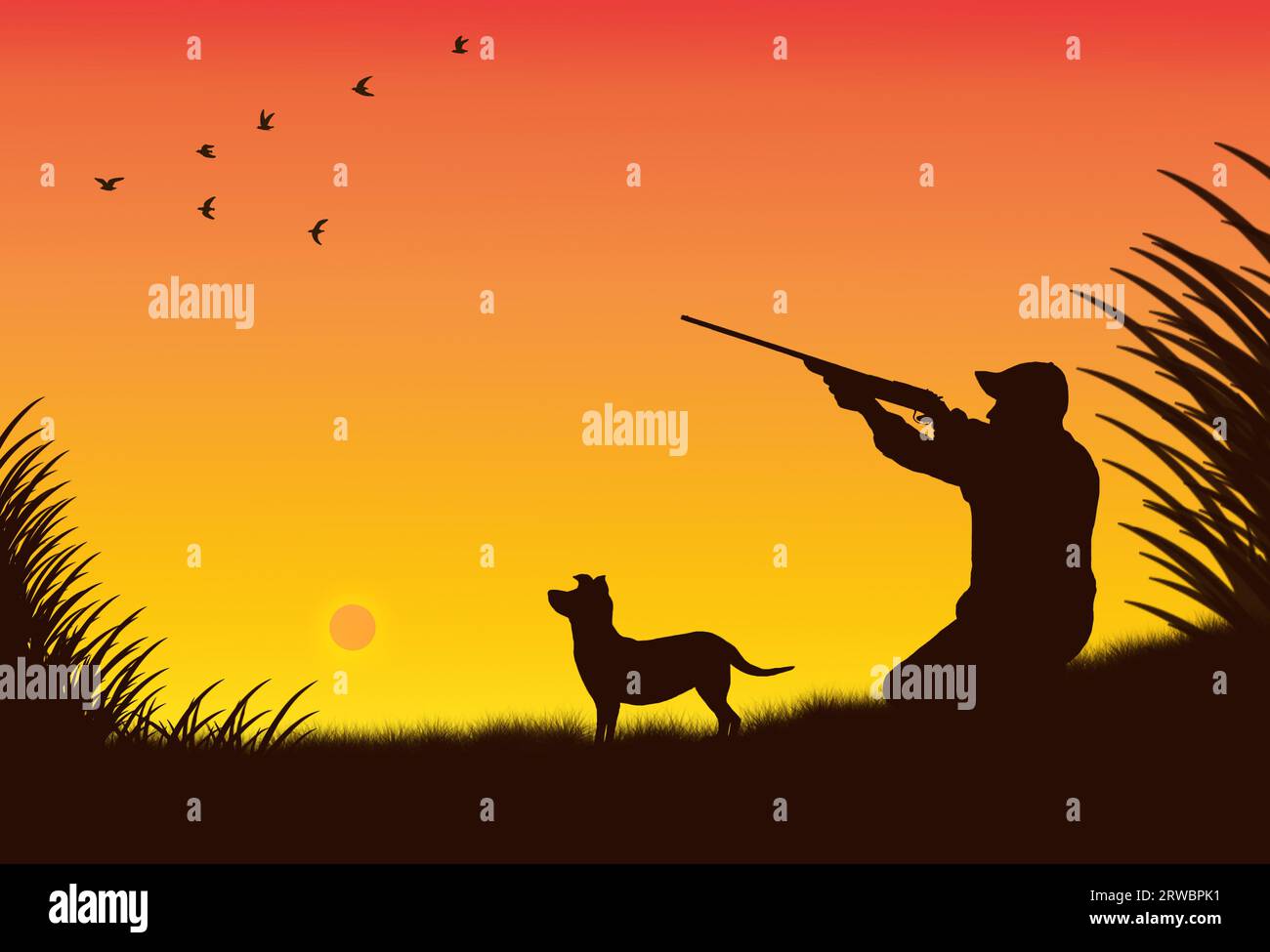Hunter shooting shotgun silhouette hi-res stock photography and images ...