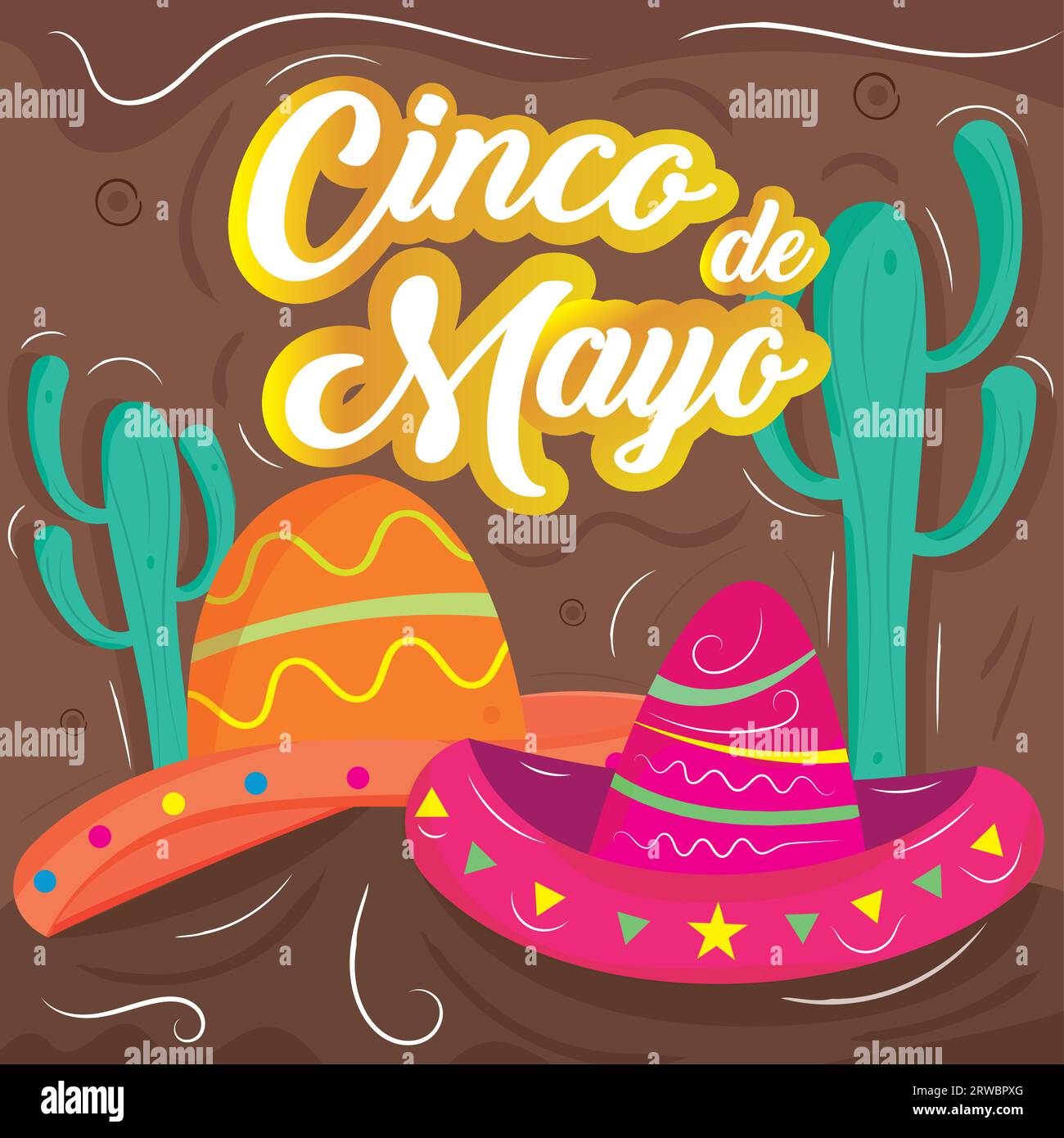 Pair of traditional mexican hats Cinco de mayo poster Vector Stock ...