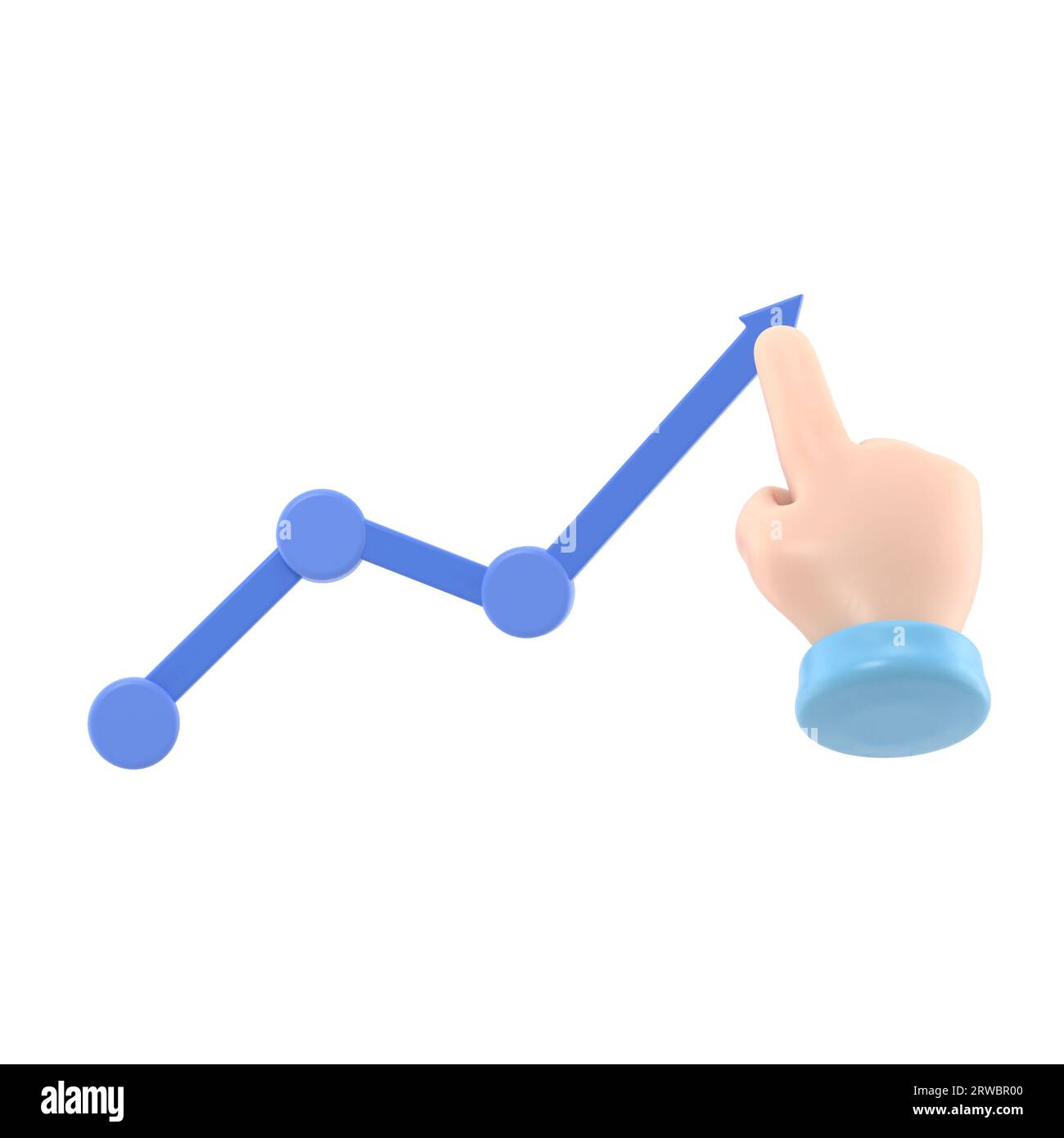 Increase sales. Diagram up. Businessman raises hand financial chart. 3d ...