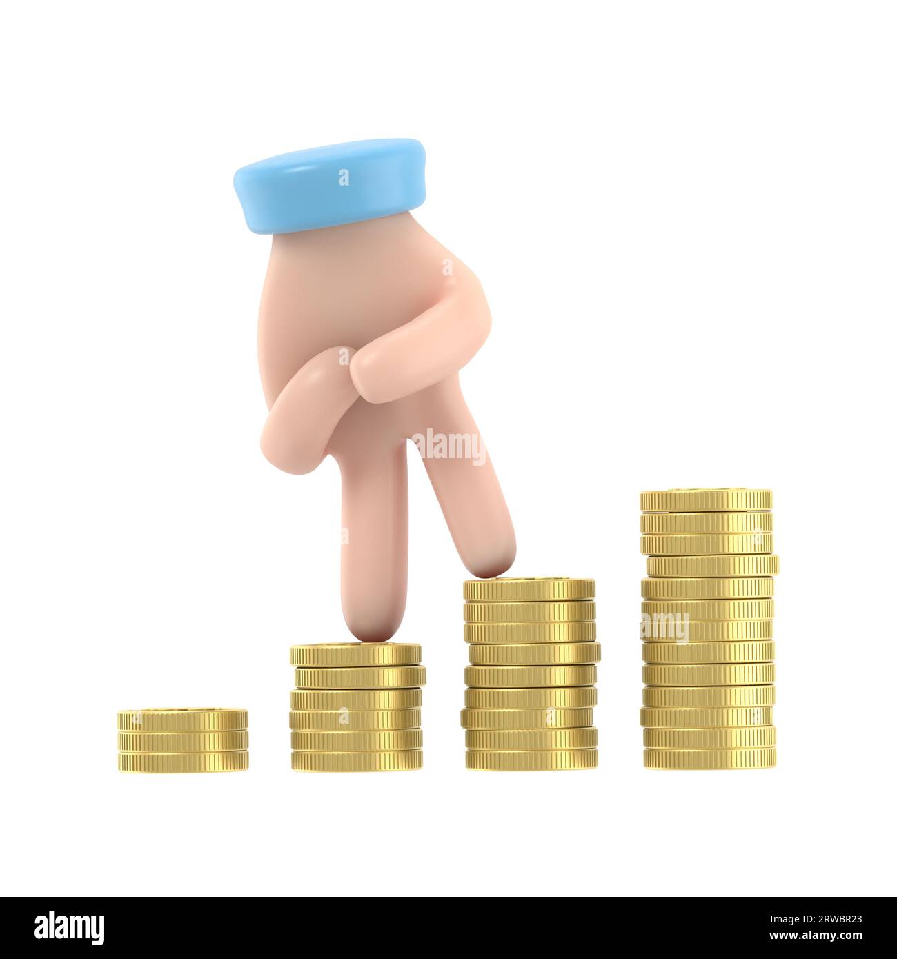 Money staircase concept. Businessman walk fingers over the stock of ...