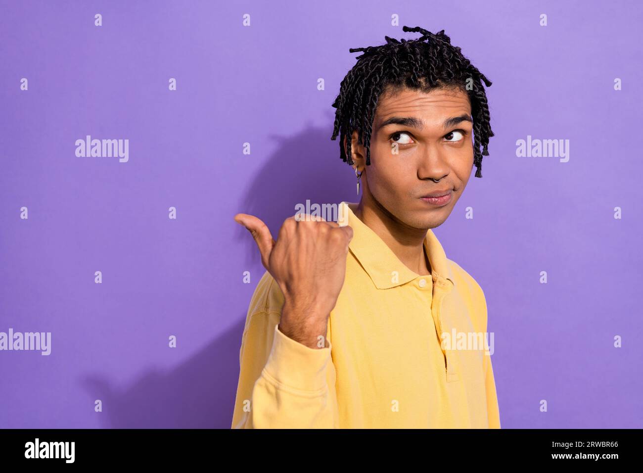 Photo of pensive puzzled clueless person with cornrows wear stylish ...
