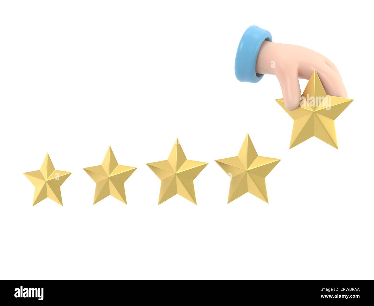Star rating. Businessman holding a gold star in hand,to give five ...