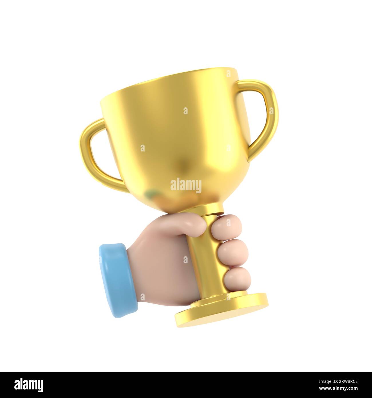 Stars awards hold in hand winner. Golden trophy. 3d illustration flat ...