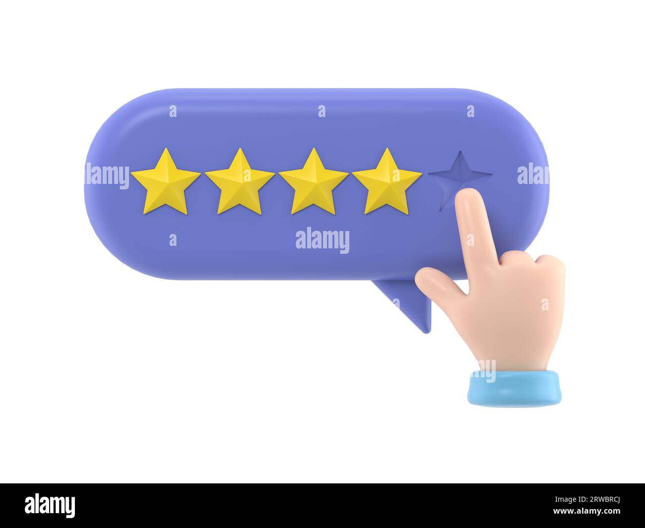 User hand pointing on survey form and choosing yellow star. Five star ...