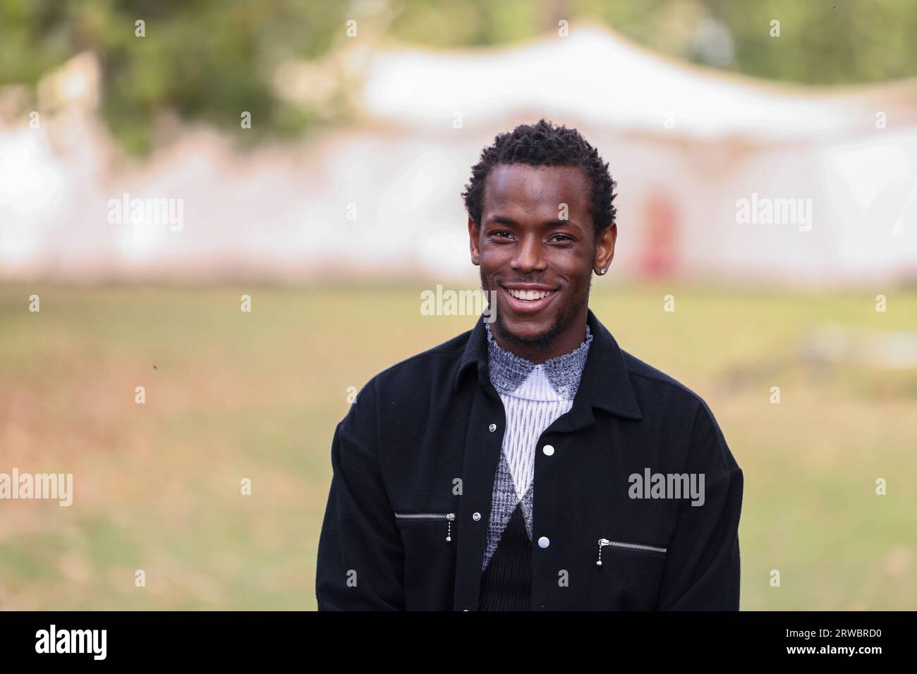 Micheal Ward poses for photographers upon arrival at the Burberry ...