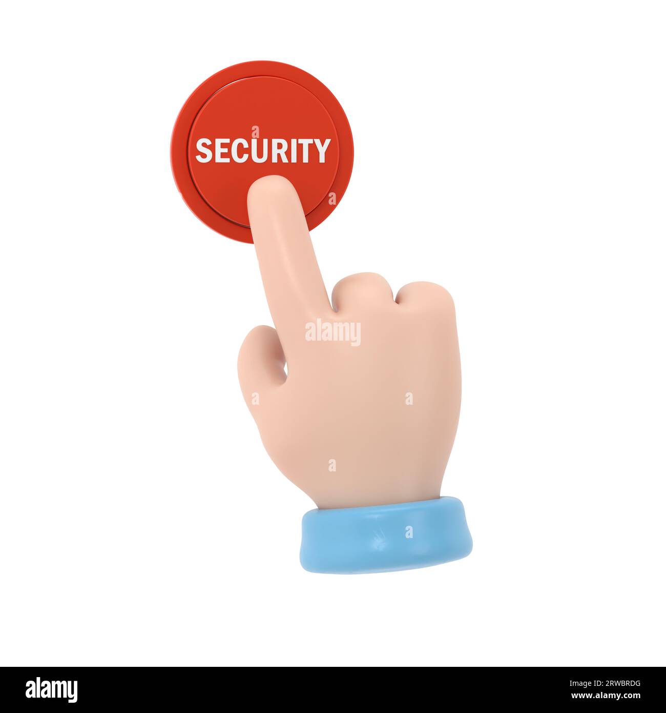 Security button. Hand pressing red button. Push finger. 3d illustration ...