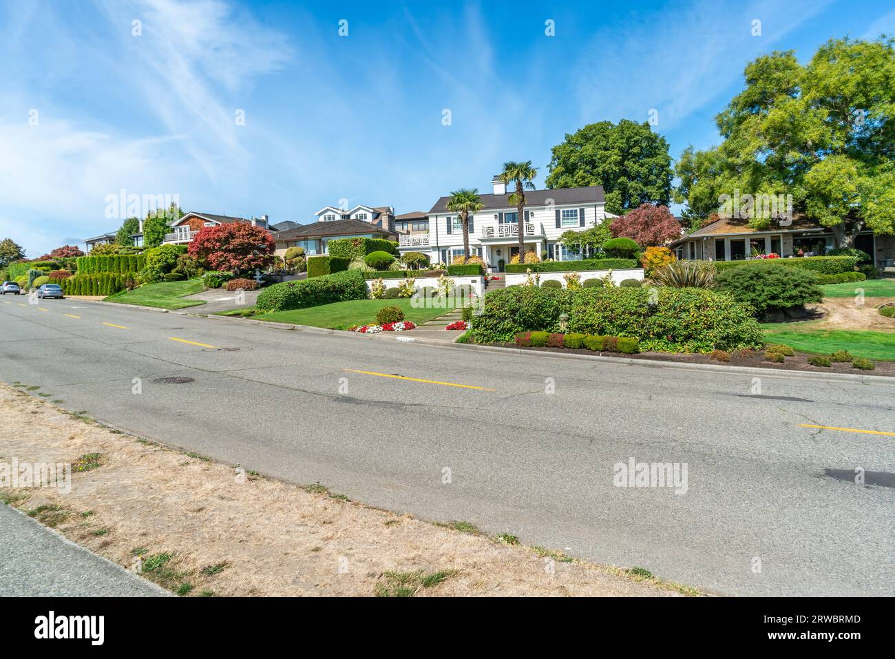 A view of homes in the Magnolia section of Seattle, Washington Stock ...