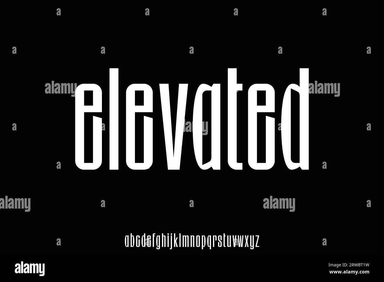 Unique decorative condensed alphabet display font vector. Modern ...