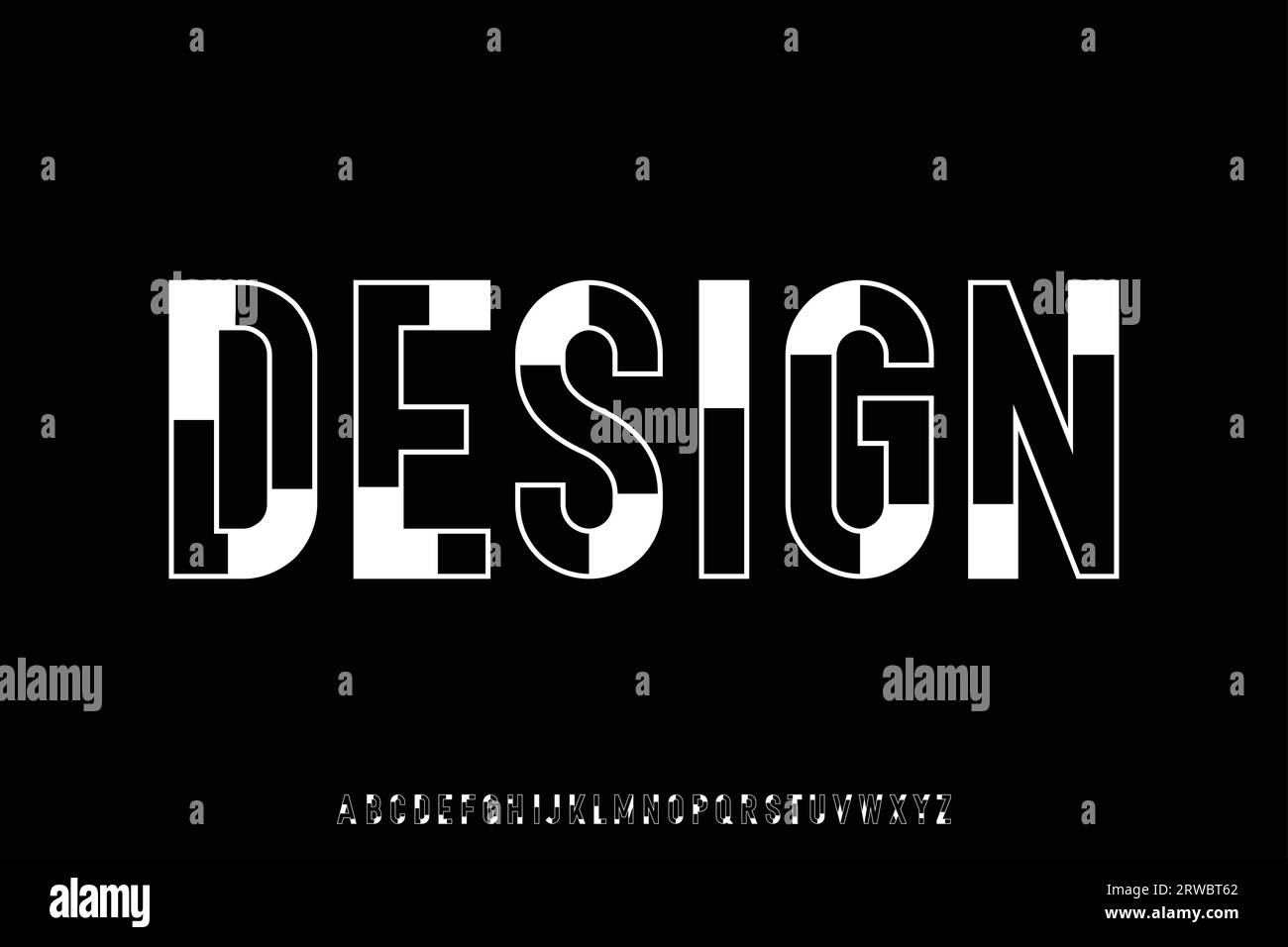 Unique modern decorative alphabet display font vector. Abstract geometric typography style ...