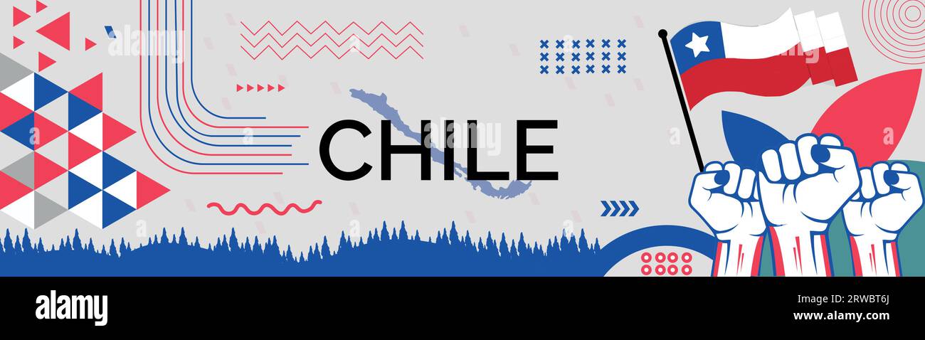 CHILE Map and raised fists. National day or Independence day design for ...