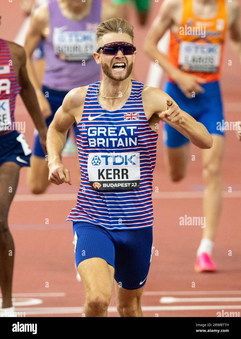 Josh Kerr of GB & NI crosses the finishing line to win the1500m men ...