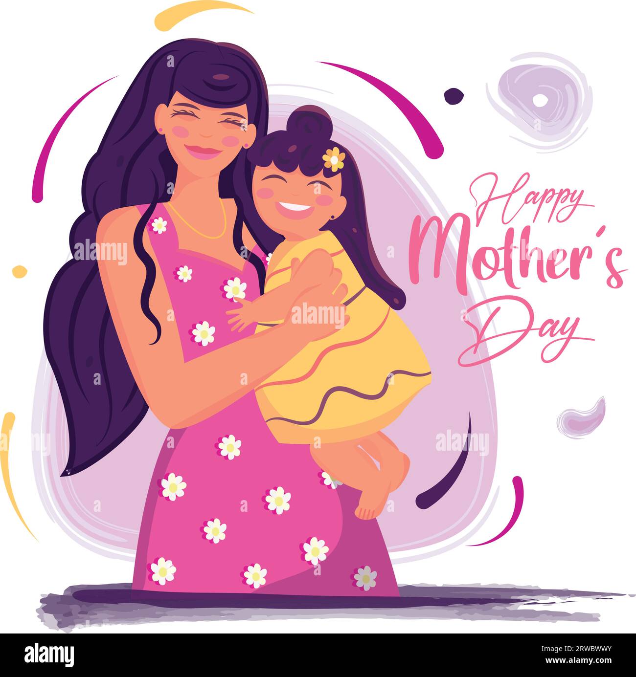 Happy mother character hugging her daughter Mother day Vector Stock ...