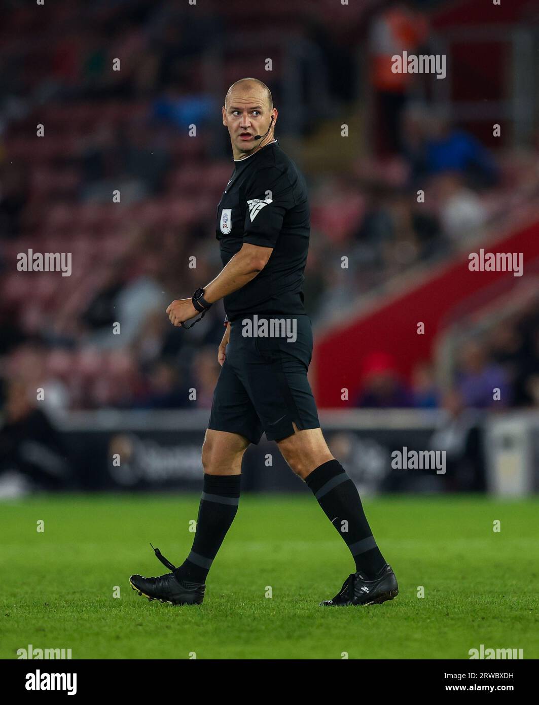 Referee Robert Madlev during the Sky Bet Championship match at St Mary ...