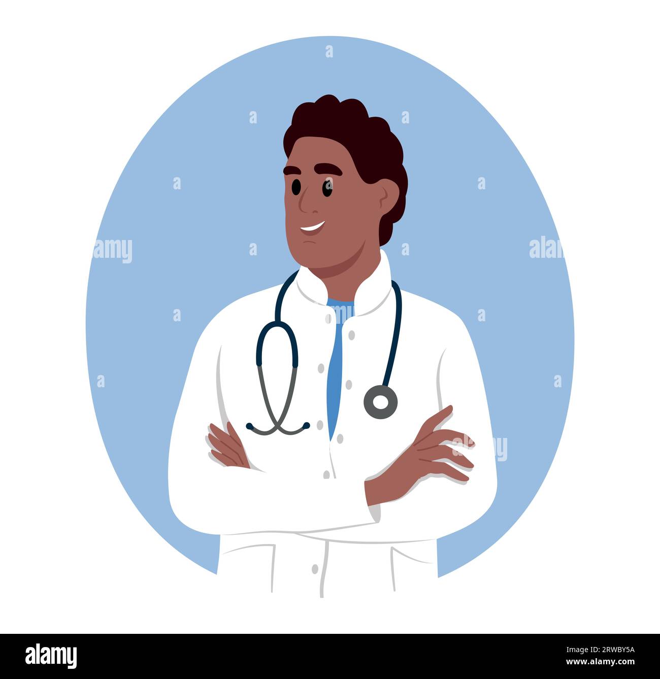 Avatar of a smiling black man doctor, medical worker Stock Vector Image ...
