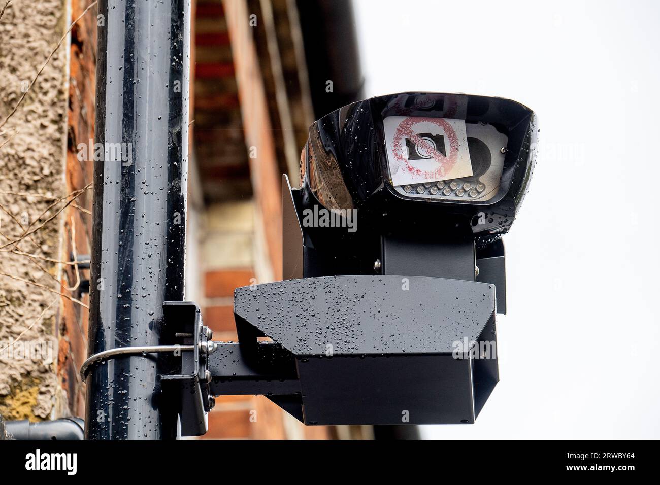 Harefield, UK. 18th September, 2023. A sticker across the lens of a ...