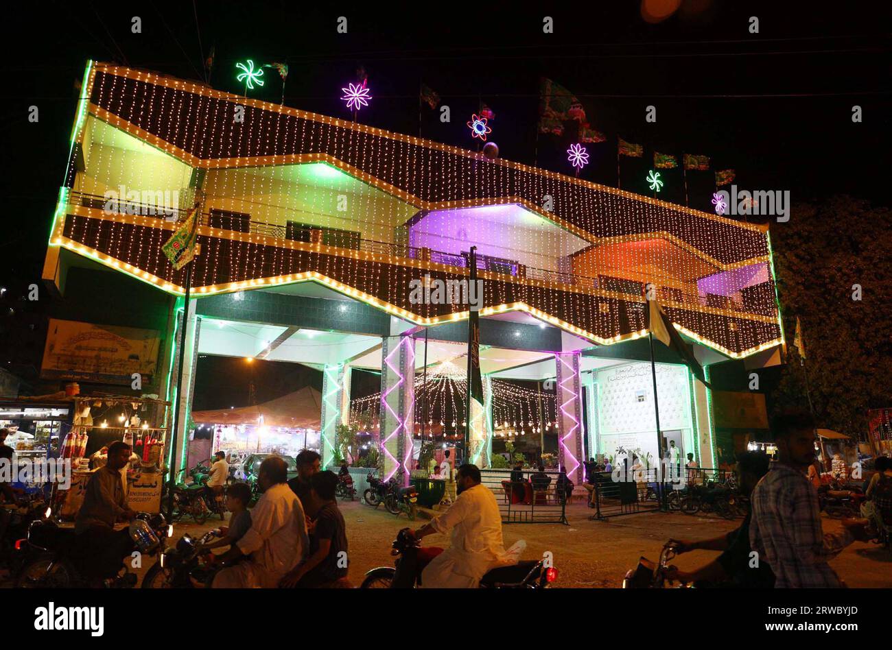A beautiful illuminated view of building in connection of 12th Rabi-ul ...