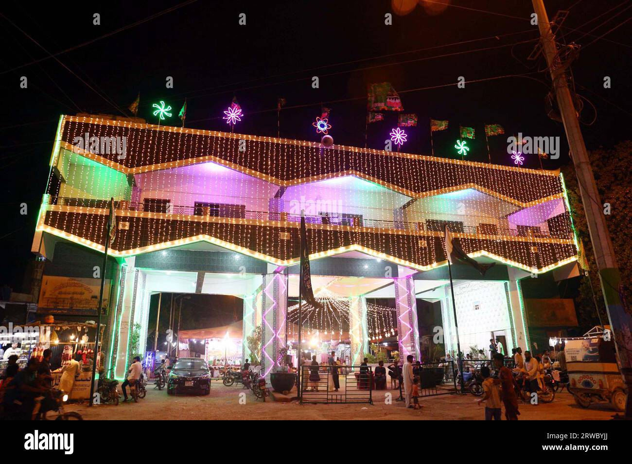 A beautiful illuminated view of building in connection of 12th Rabi-ul ...