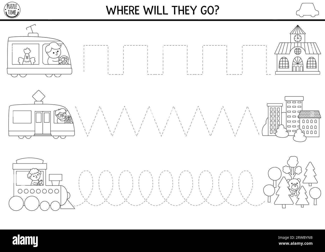 Vector transportation handwriting practice worksheet. Railroad ...