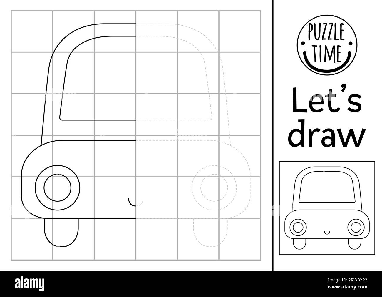 Complete the car picture. Vector transportation symmetrical drawing ...