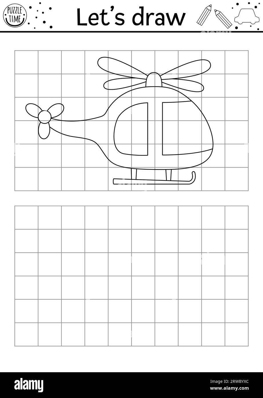 Draw the helicopter. Vector transport drawing practice worksheet ...