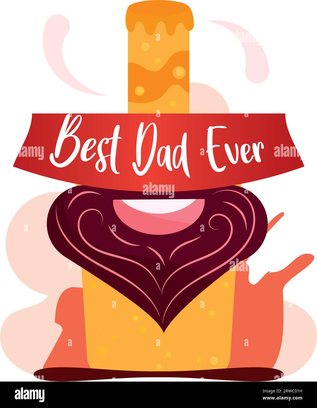 Isolated beer bottle character with beard Happy father day Vector Stock ...
