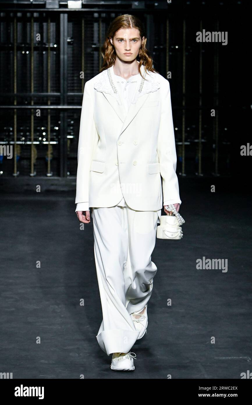 Model Yura Romaniuk walks on the runway at the Simone Rocha fashion ...