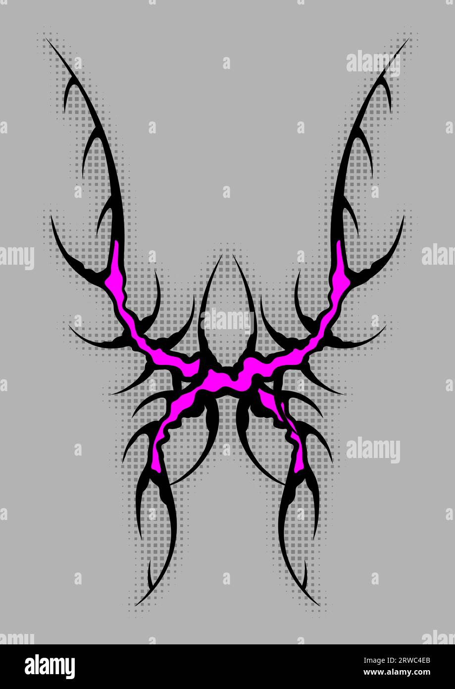 Cyber sigilism poster. Neo tribal gothic style design Stock Vector ...