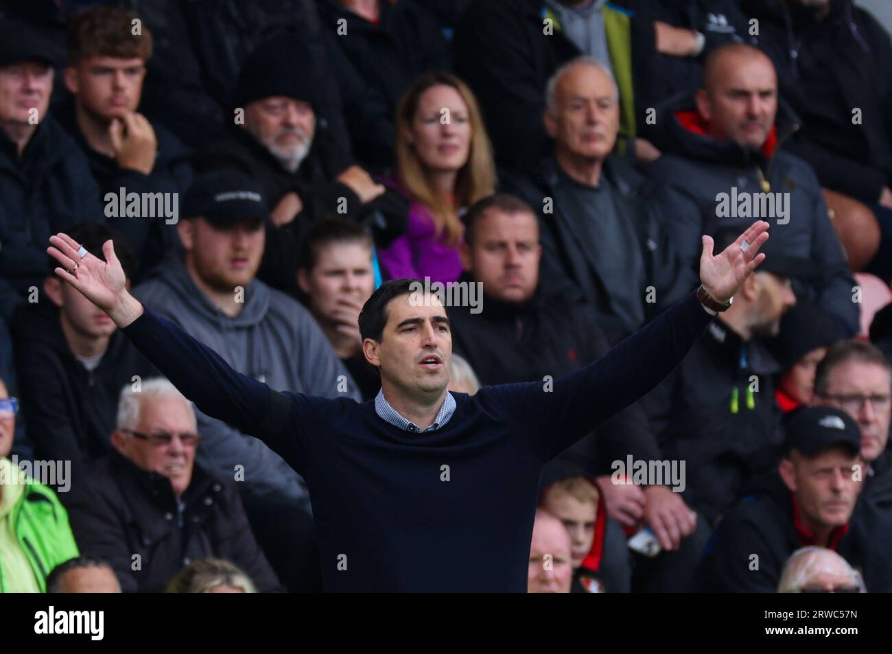 Bournemouth manager Andoni Iraola gestures on the touchline during the ...