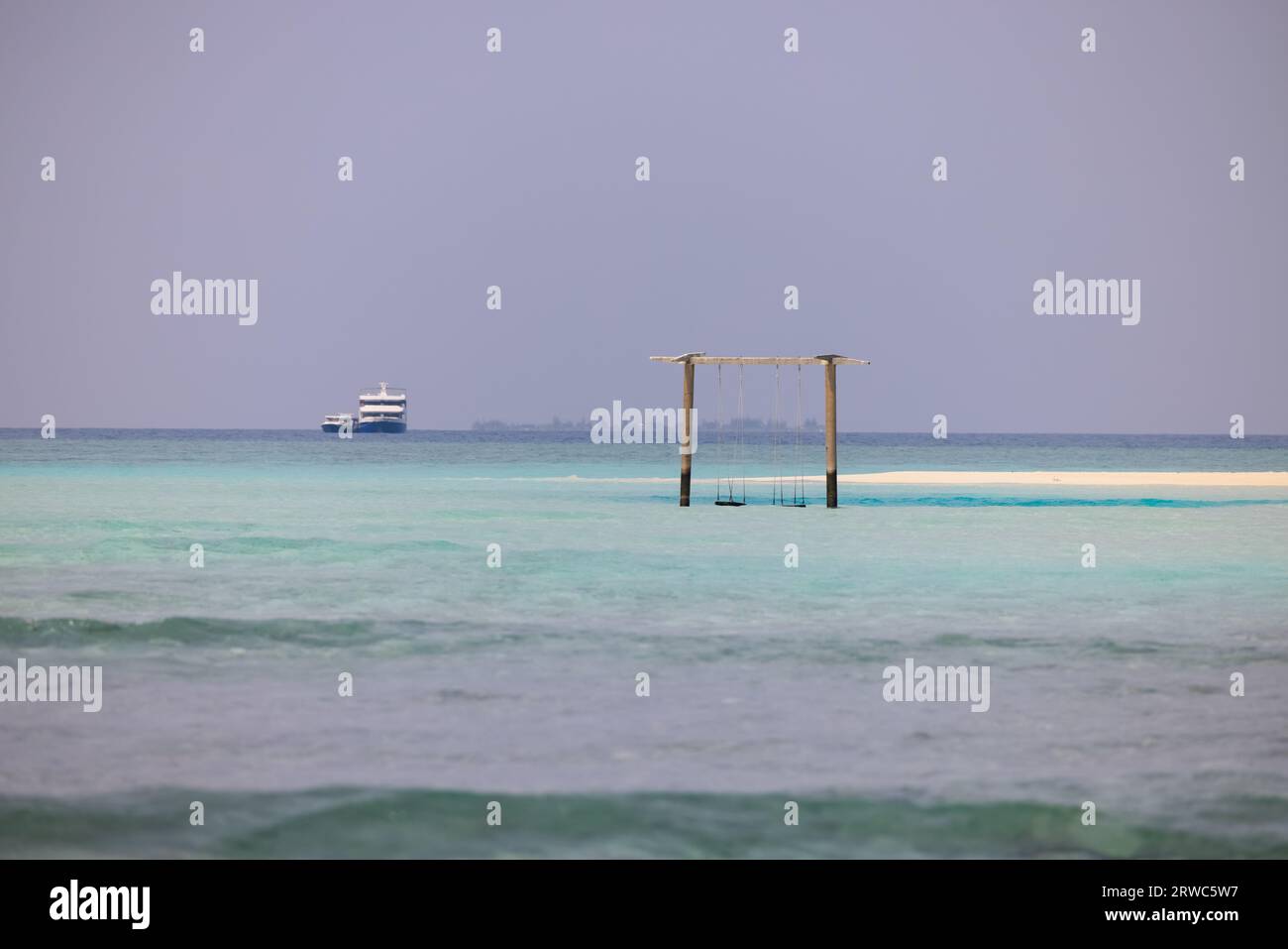 Swing with Beautiful Sun Sea Sand and Sky in Maldive, luxury tropical ...