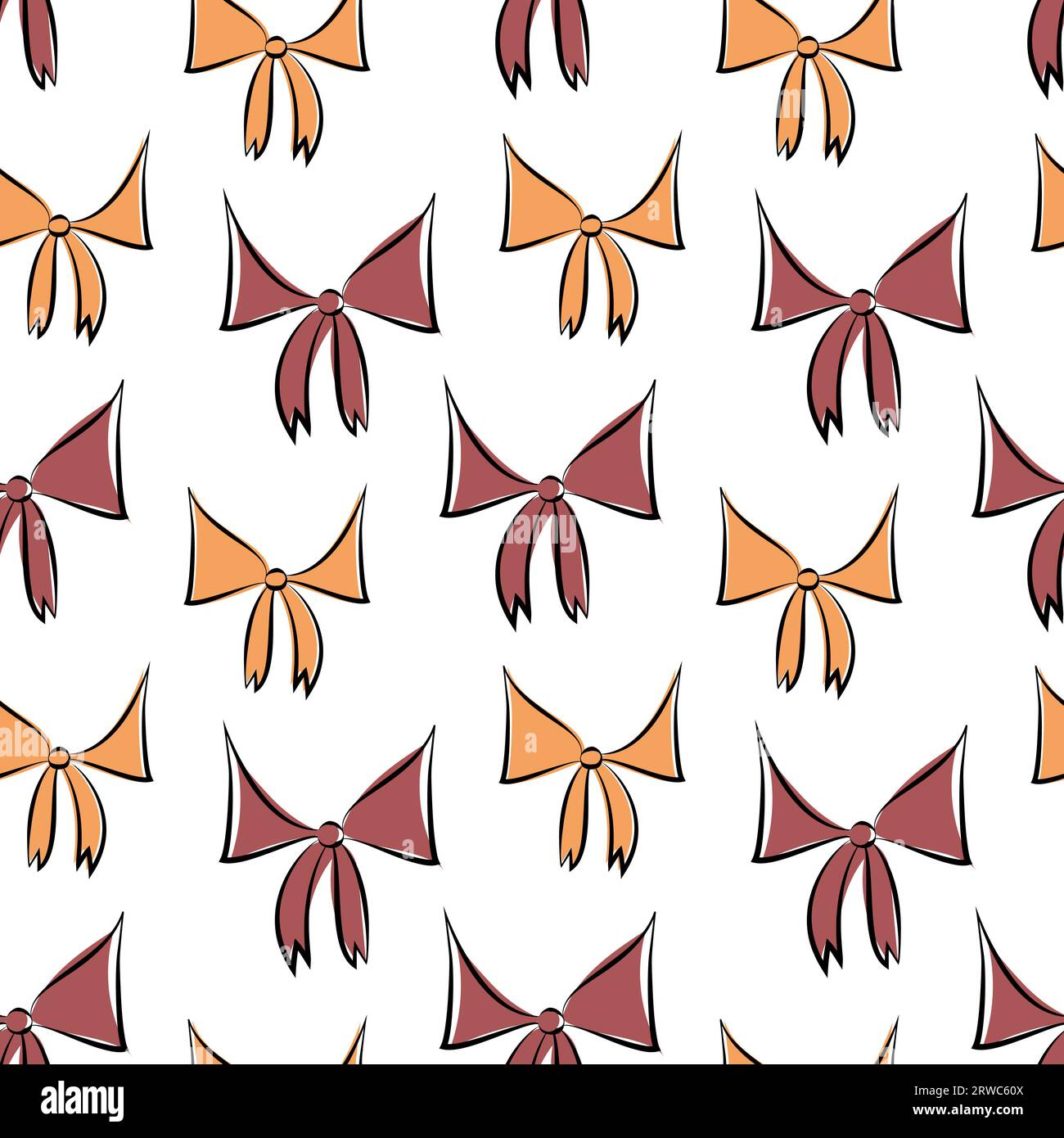 Cute seamless pattern with beautiful hand drawn bows. doodle repeat ...