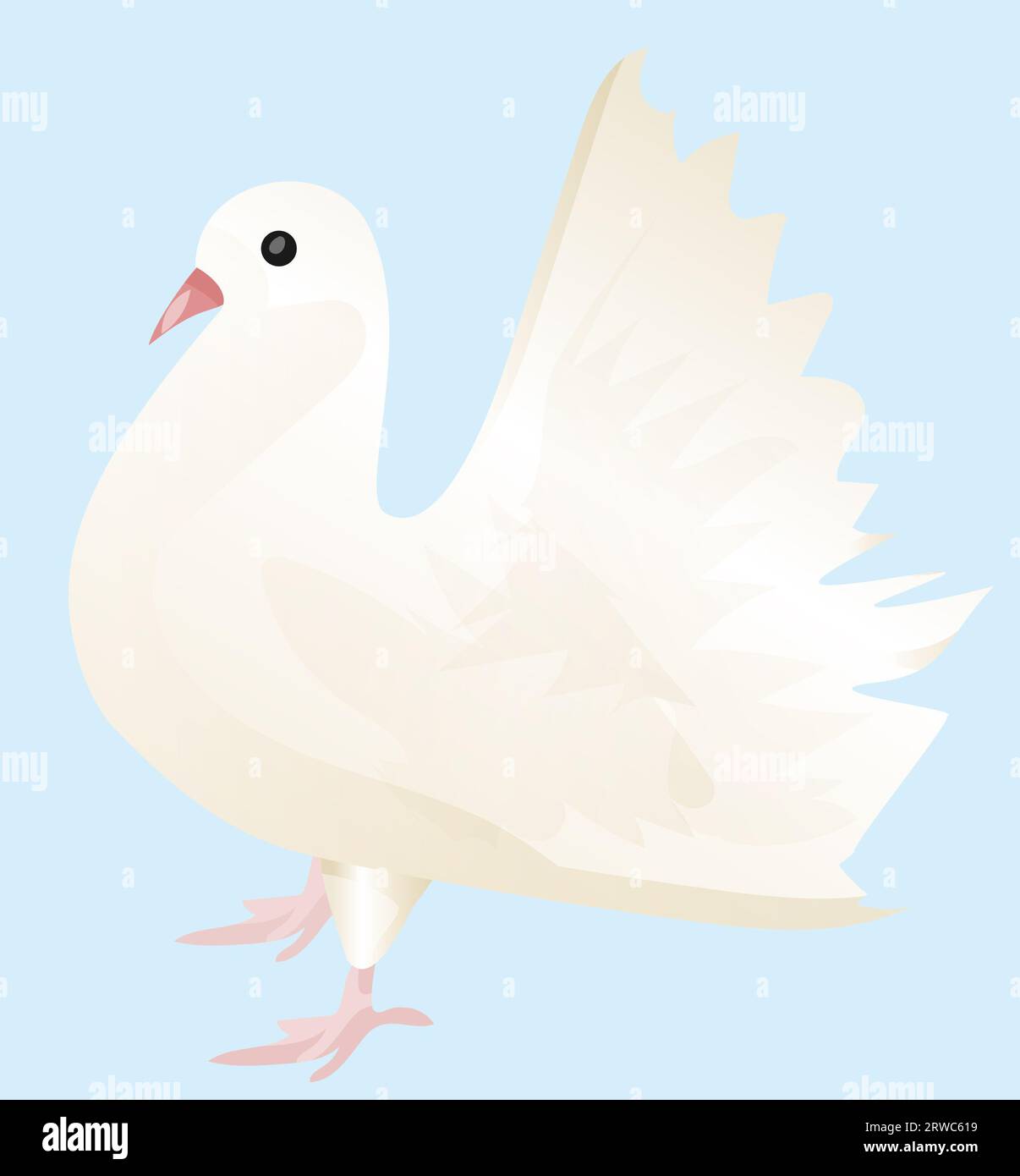 Graphic white dove on a blue background, Vector Bird illustration Stock ...