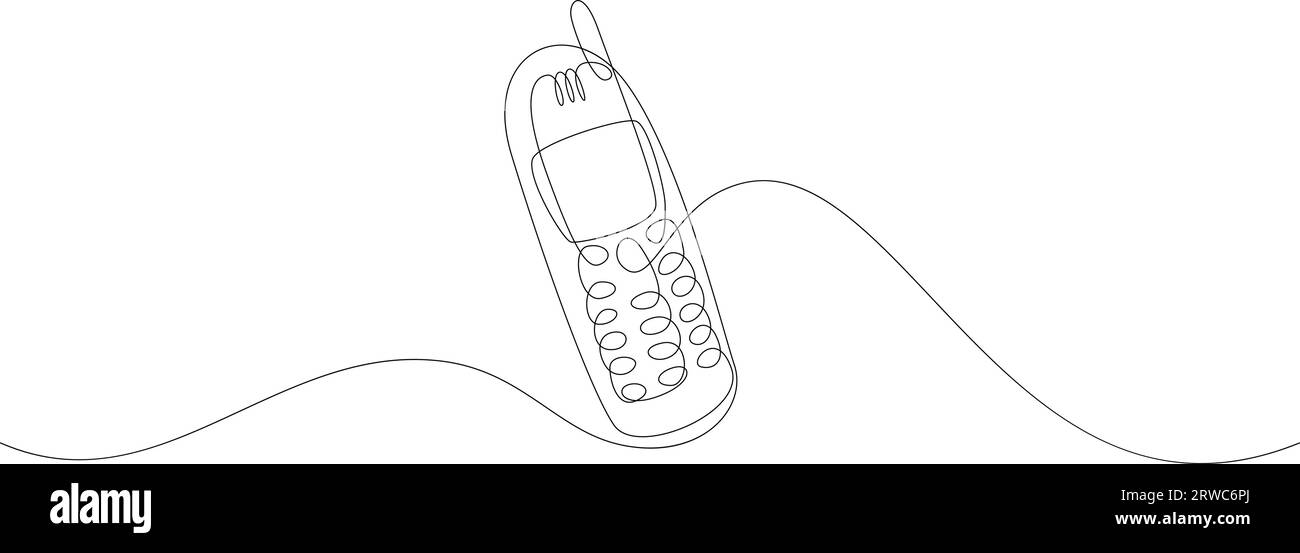 Old style mobile phone continuous line drawing. Retro telephone ...