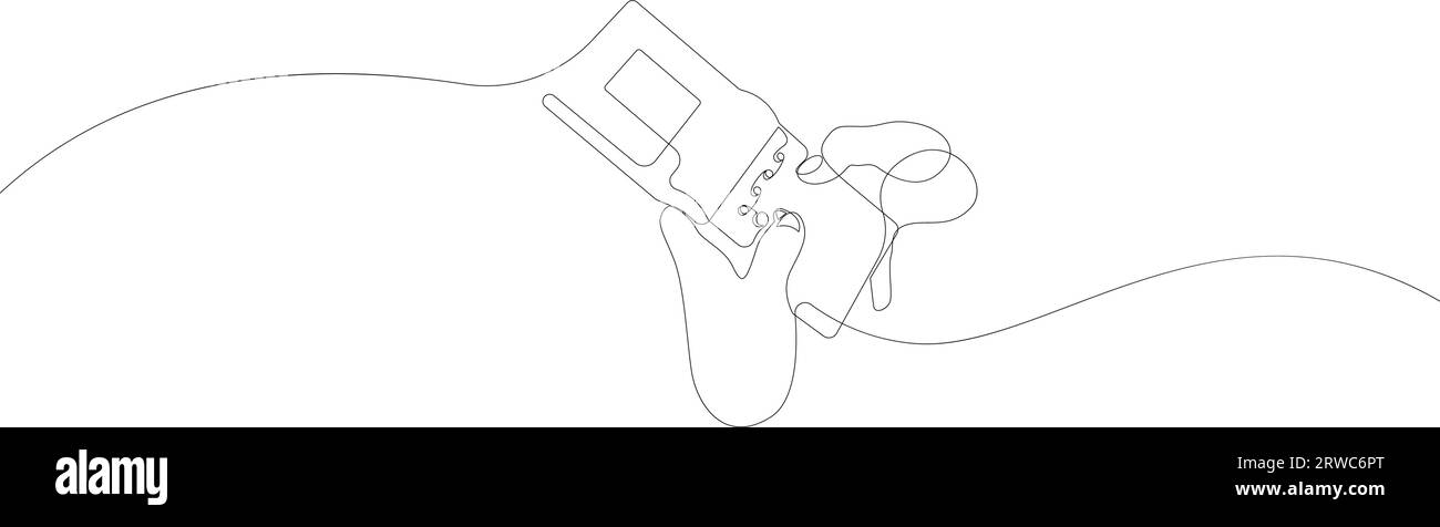 Retro tetris game continuous line drawing. Vintage game drawn by one ...