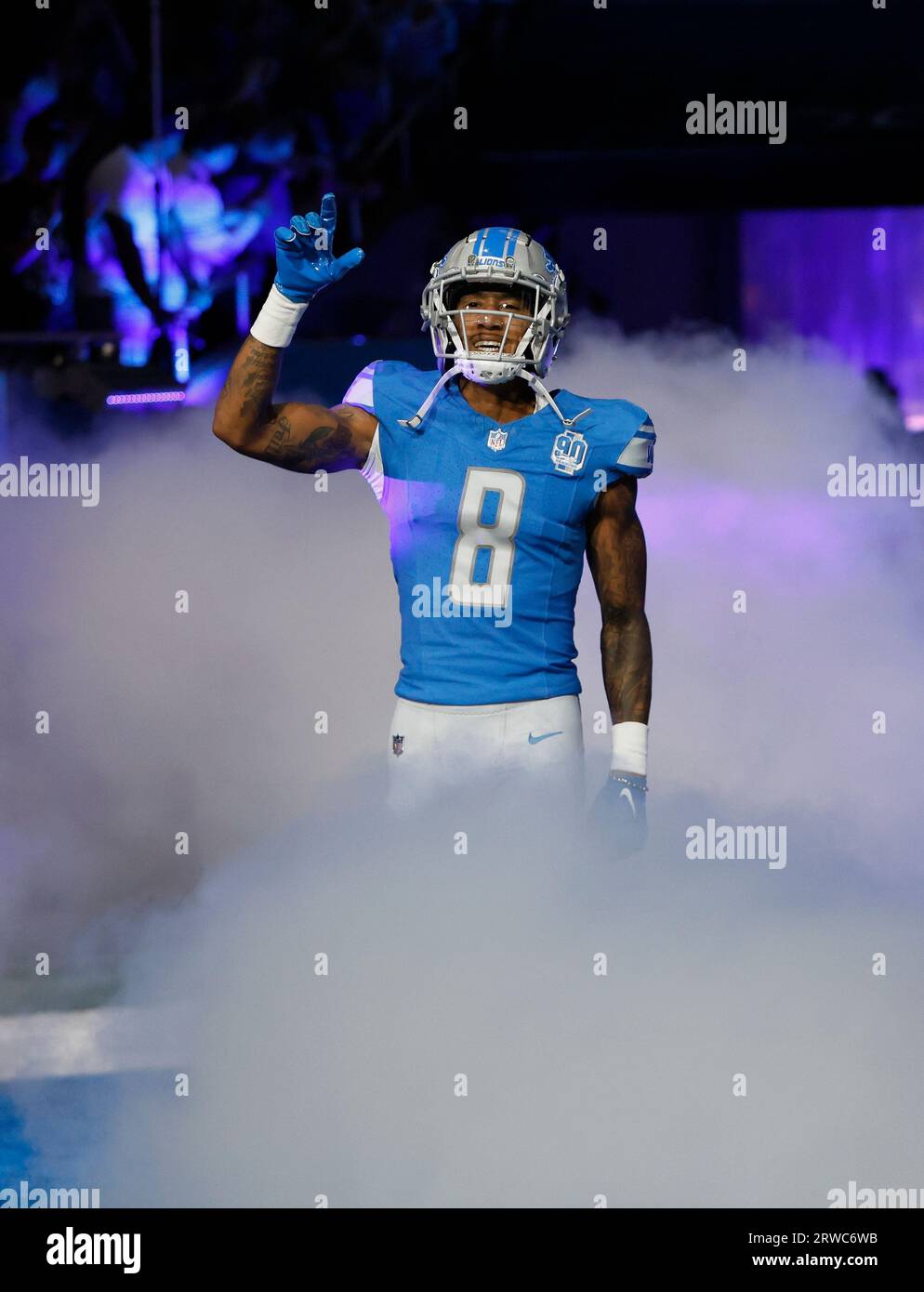 Detroit Lions wide receiver Josh Reynolds (8)) is introduced before an ...
