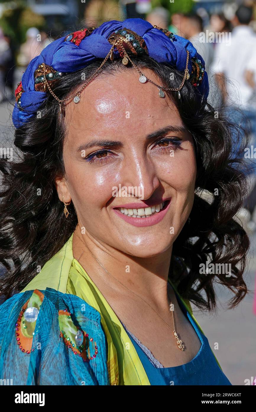 A Kurdish woman seen wearing traditional national clothes during the ...