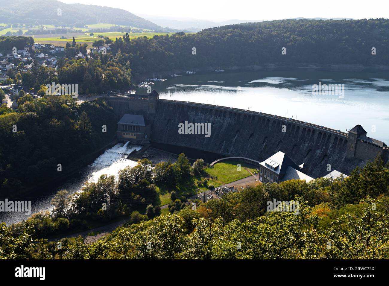 the german edersee lake dam from above Stock Photo - Alamy
