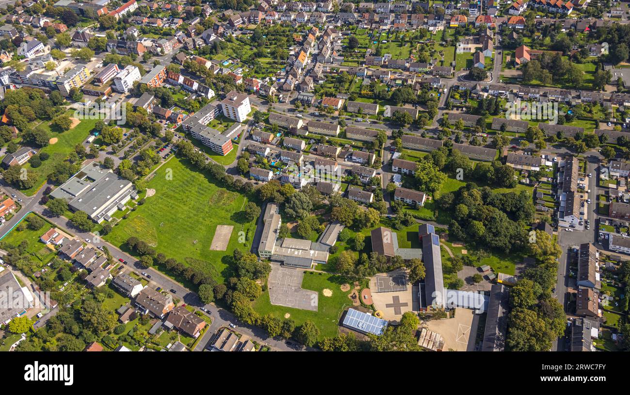 Aerial view, Gutenberg school, Erich-Kästner school, Heessen district ...