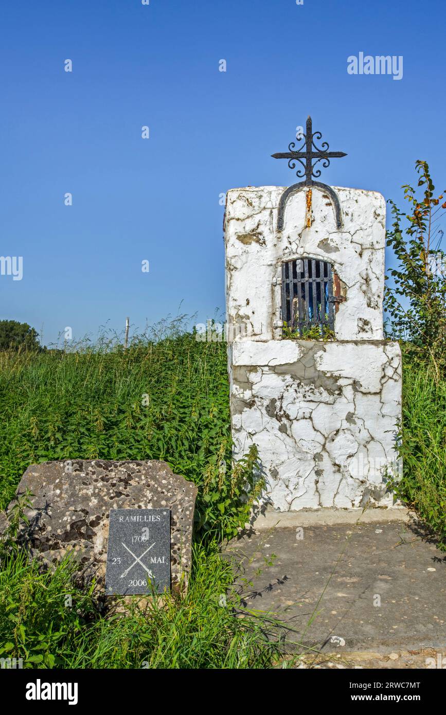 Chapel and commemorative plaque remembering the Battle of Ramillies ...