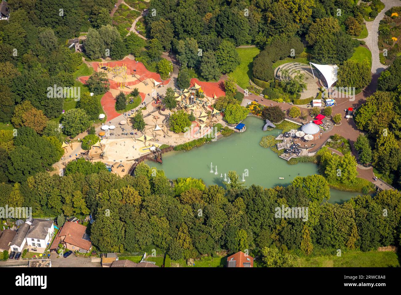 Aerial view, Maximilianpark and lake, Uentrop, Hamm, Ruhr area, North ...