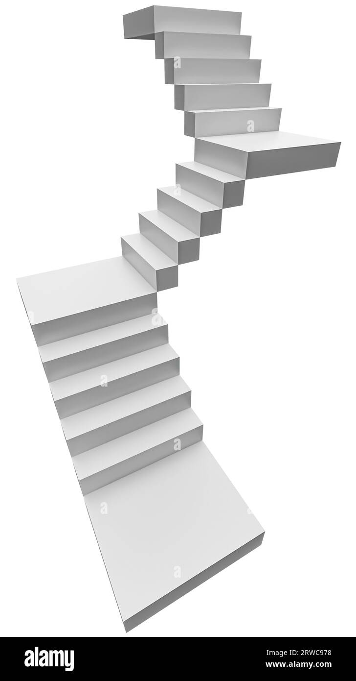 Abstract and concept staircase. Stairs with steps isolated on white ...