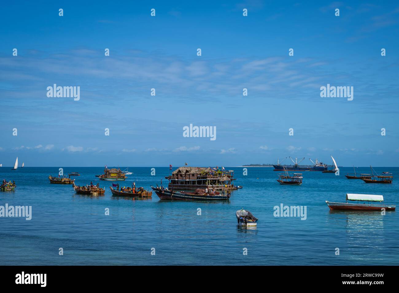 Boats in port in Stone Town in Zanzibar, Tanzania Stock Photo - Alamy