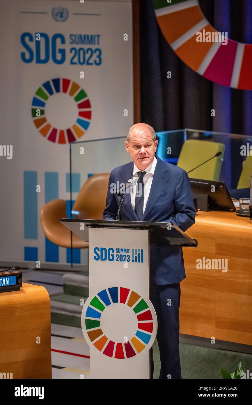 New York, USA. 18th Sep, 2023. German Chancellor Olaf Scholz (SPD ...