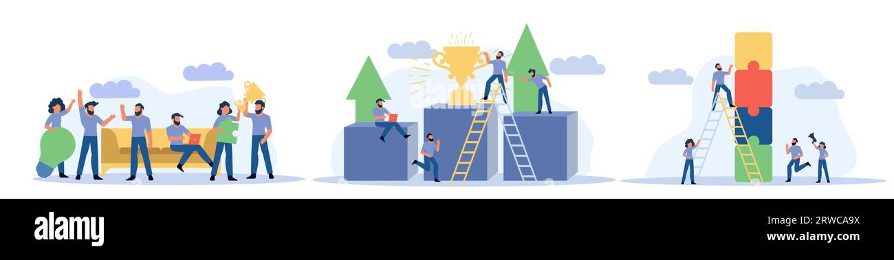 Business teamwork team vector concept illustration idea work. Success ...