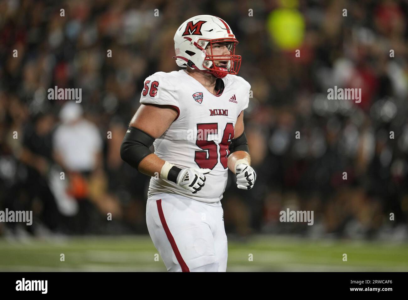 Miami (OH) Redhawks offensive lineman Reid Holskey (56) during an NCAA ...