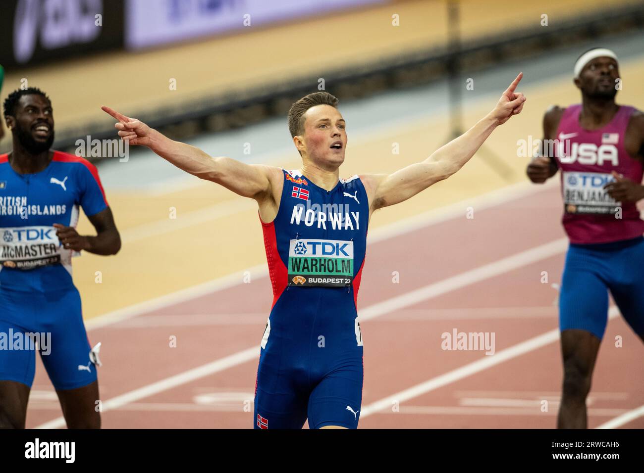 Karsten Warholm of Norway competing in the 400m men hurdles final on ...