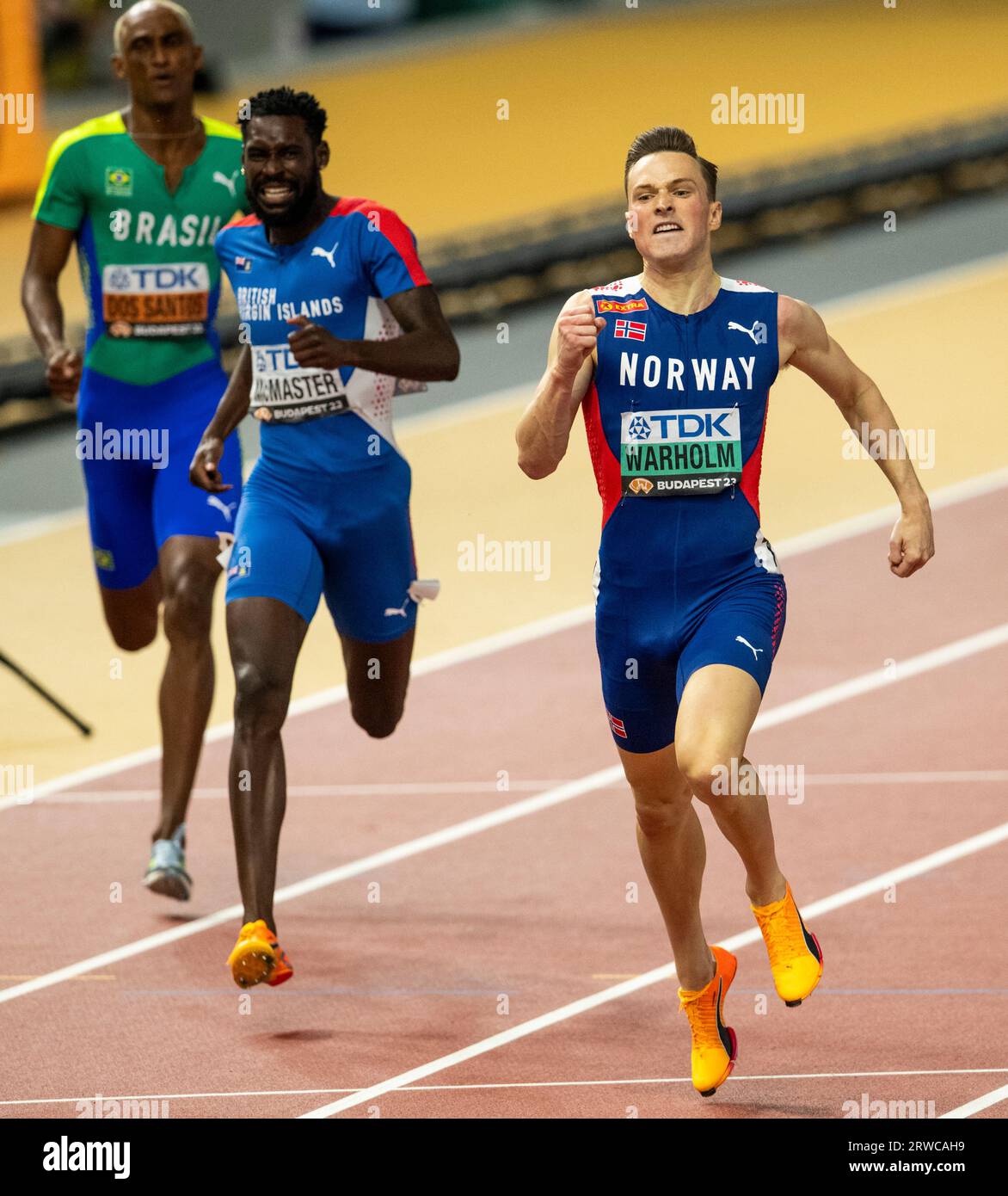 Karsten Warholm of Norway competing in the 400m men hurdles final on ...