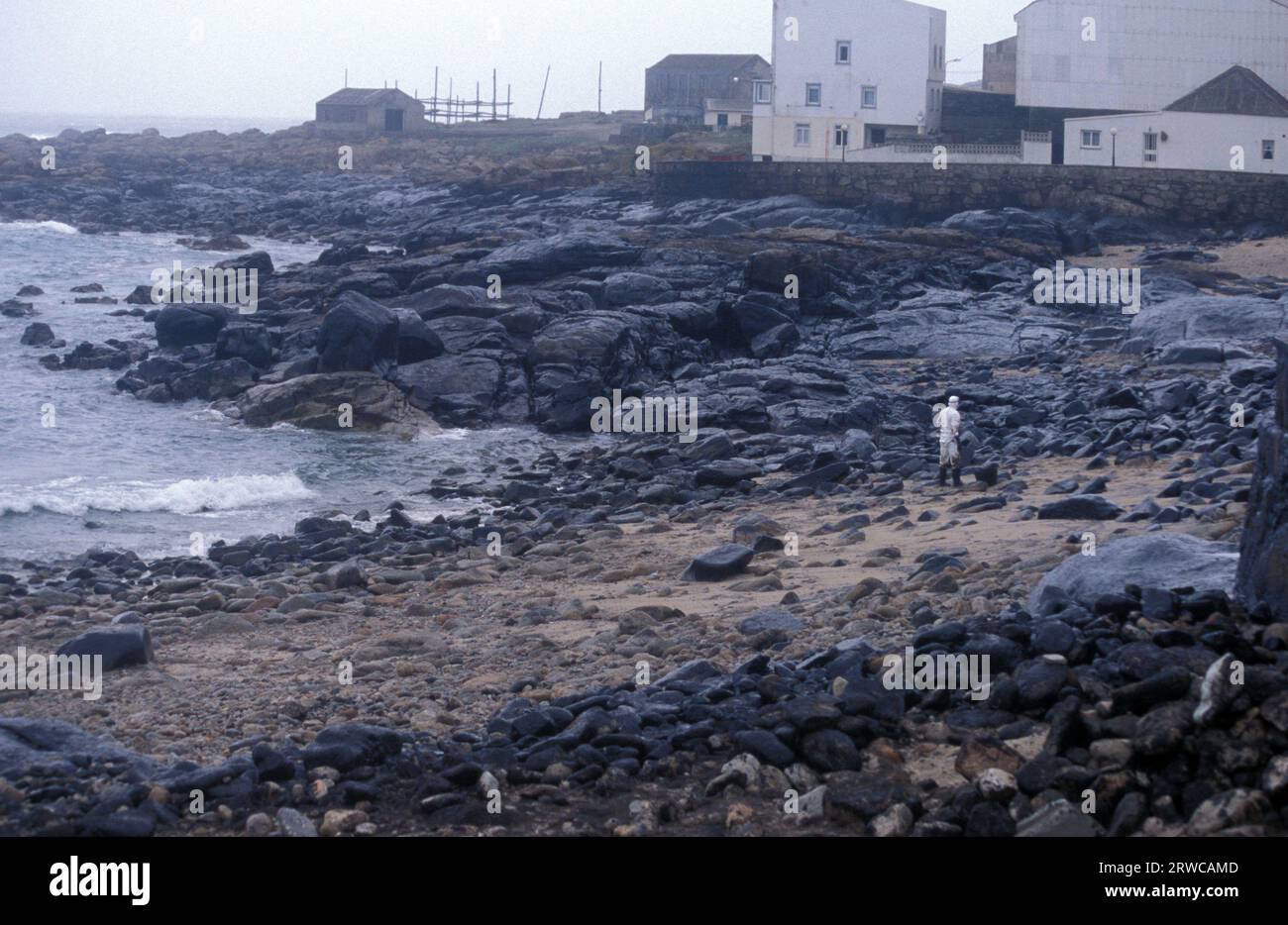 Volunteer cleaning the beach in Muxia, The Prestige oil spill , Praia ...